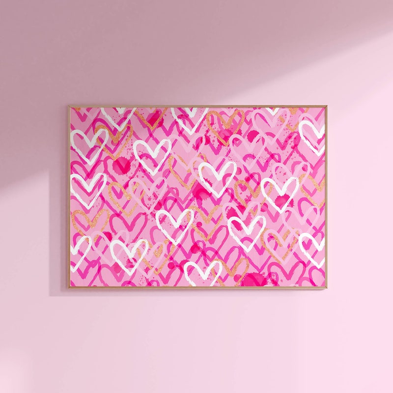 Pink Heart Painting - Etsy