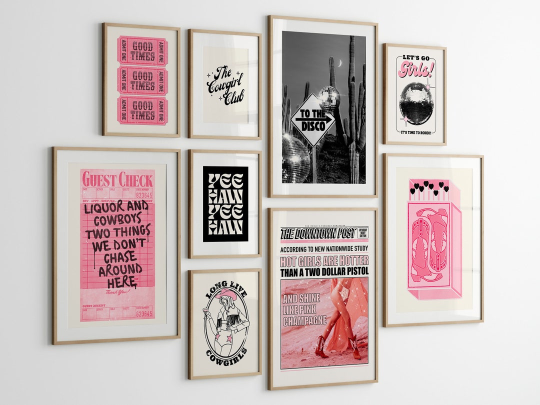 Coastal Cowgirl Western Art Funky Gallery Wall Art Set of 9, Trendy ...