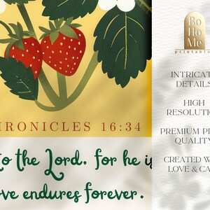 Bible Verse Wall Art Strawberry Decor, Eclectic Wall Art Cottagecore ...