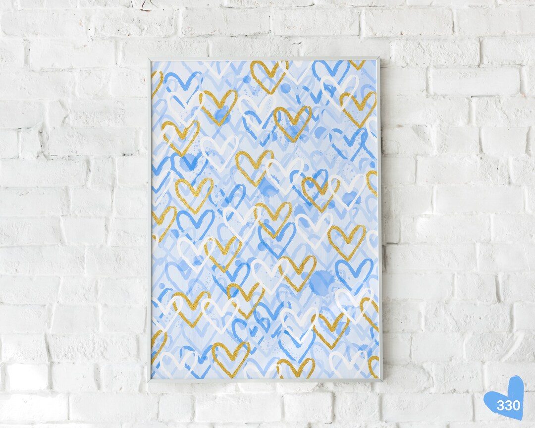 Blue Hearts Preppy Wall Art Printable Preppy Room Decor for - Etsy