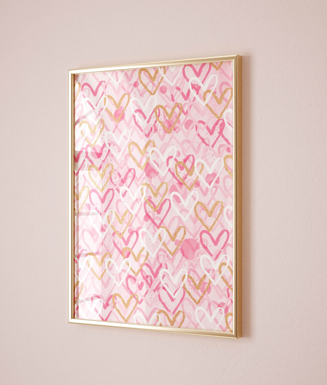 Pink Hearts Preppy Wall Art Printable, Preppy Room Decor for Teens ...
