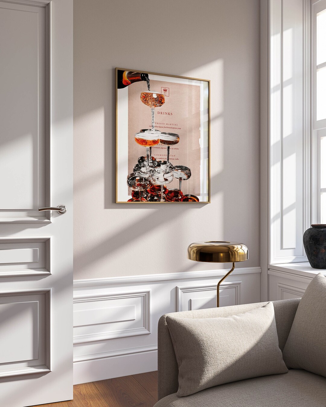 Champagner Bar Servierwagen 70er Jahre Kunstdrucke, ansprechende retro ...