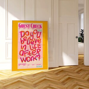 Guest Check Wall Art Motivational Poster Maximalist Decor, Funny Wall ...