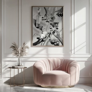 Funky Wall Art Black and White Print Bar Cart Decor, College Apartment ...