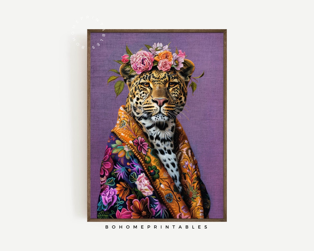Leopard Animal Print Maximalist Decor, Eclectic Wall Art Vintage Wall ...