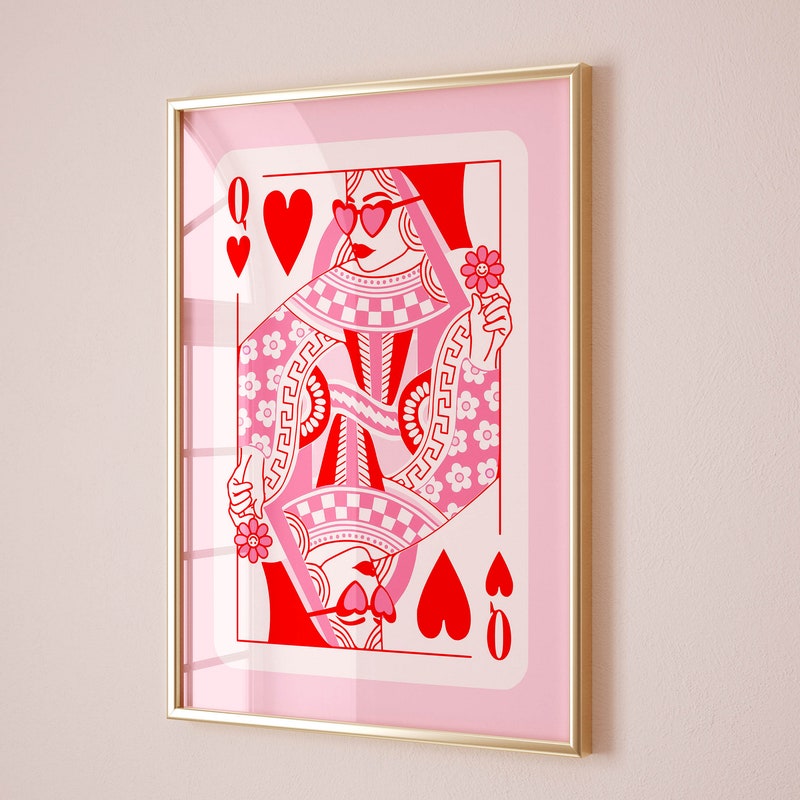Pink Queen of Hearts Poster - Etsy