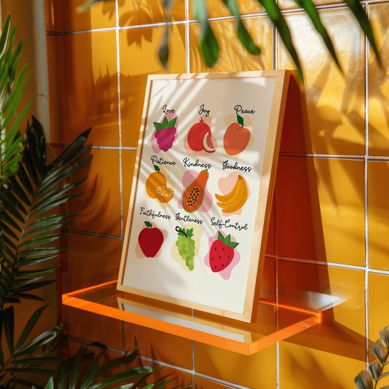 Fruit of the Spirit Wall Art for Dining Room Bohemian Decor, Bible ...