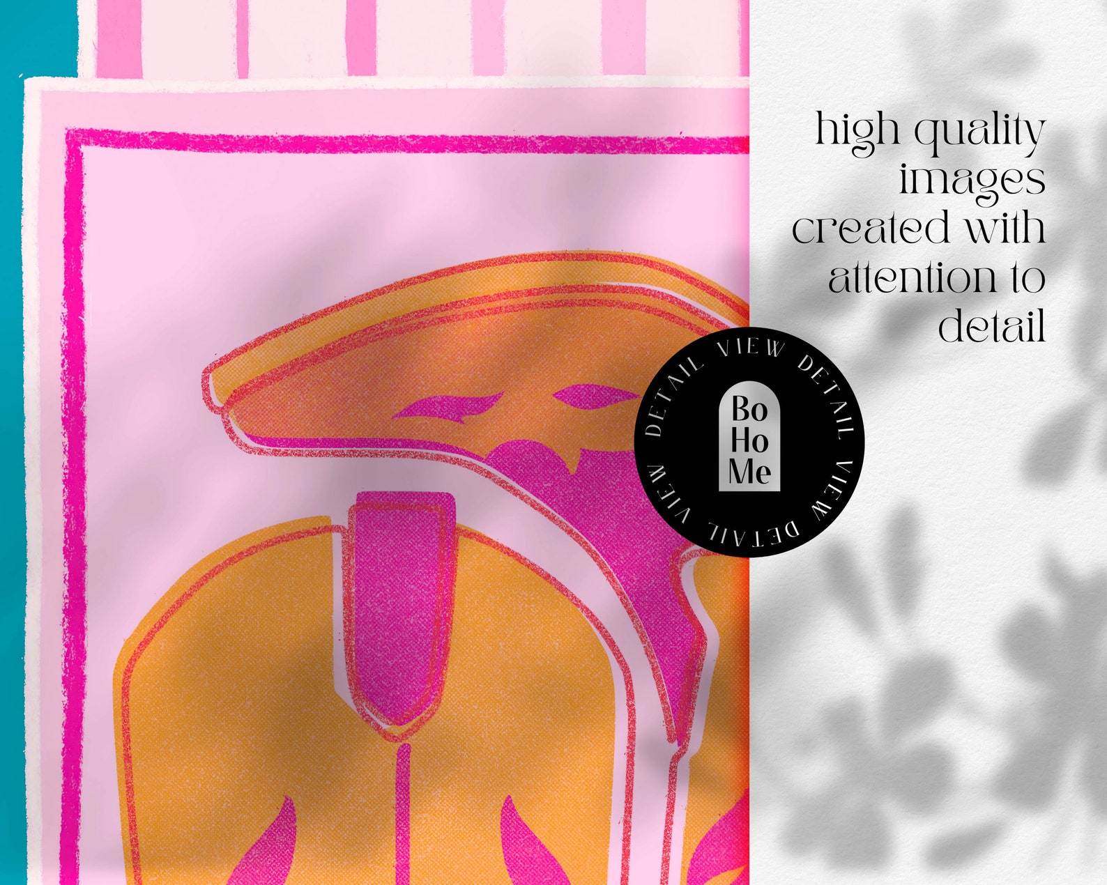 Pink Orange Teal Preppy Wall Art Teen Girl Room Decor, Maximalist Wall ...