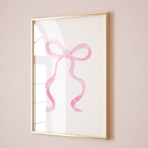 Coquette Ribbon Wall Art Pink Room Decor Aesthetic Poster, Pink Bow ...