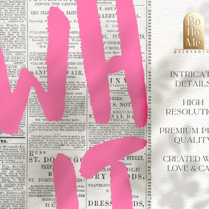 Pink Gallery Wall Set of 150 Girly Wall Art Trendy Prints, Pink Posters ...