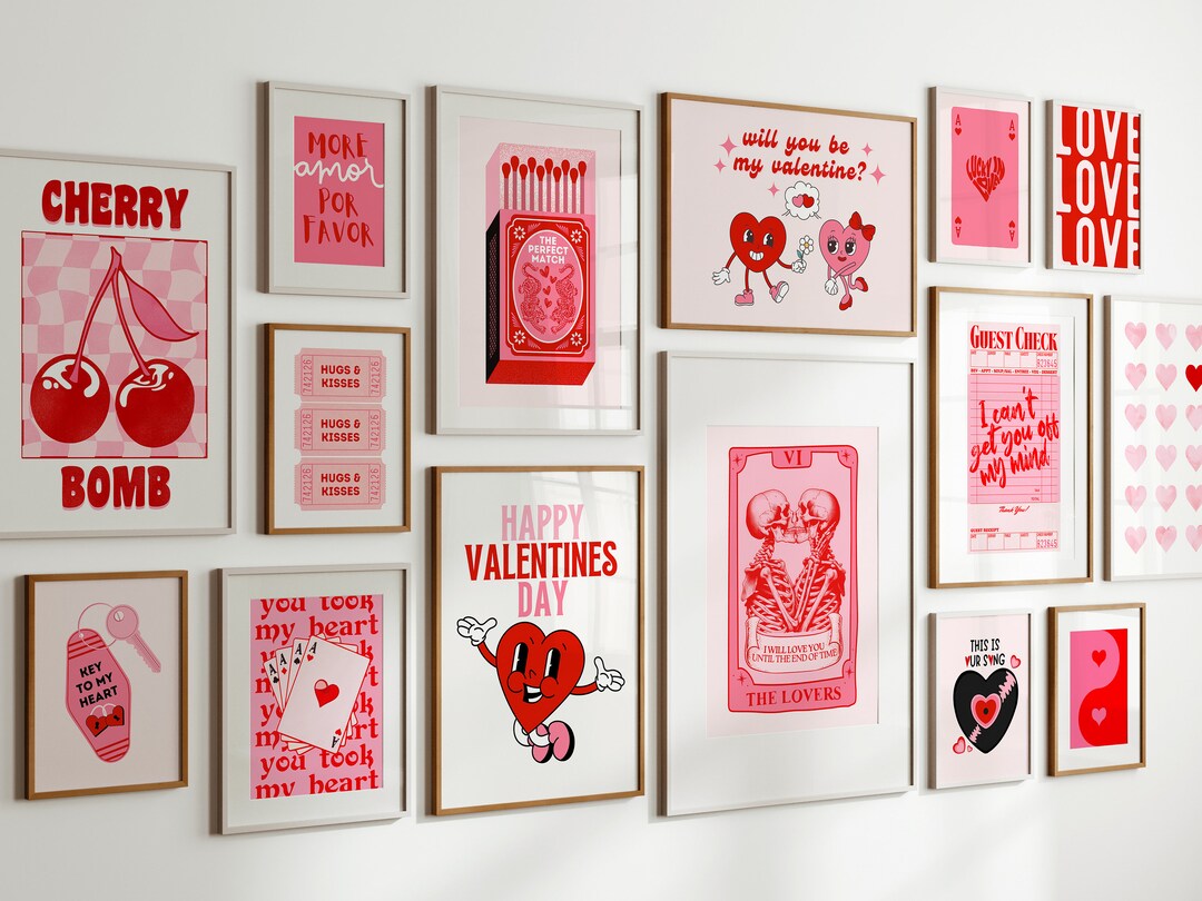 Set of 16 Printable Valentines Day Decor, Digital Valentines Party ...