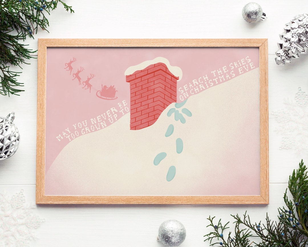 Vintage Santa Christmas Poster, Pink Christmas Decor Holiday Printables ...