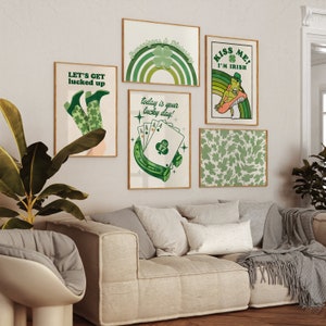 St Patricks Day Seasonal Decor Gallery Wall Set of 9 Retro Wall Art ...
