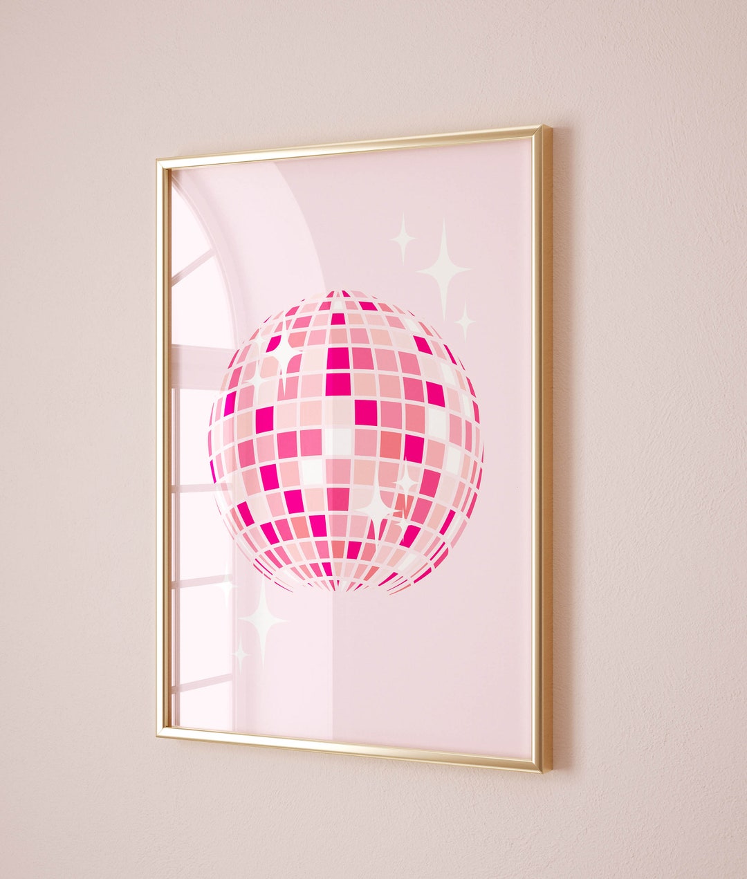 Disco Ball Decor Groovy Poster, Preppy Room Decor Bar Cart Art, Disco ...