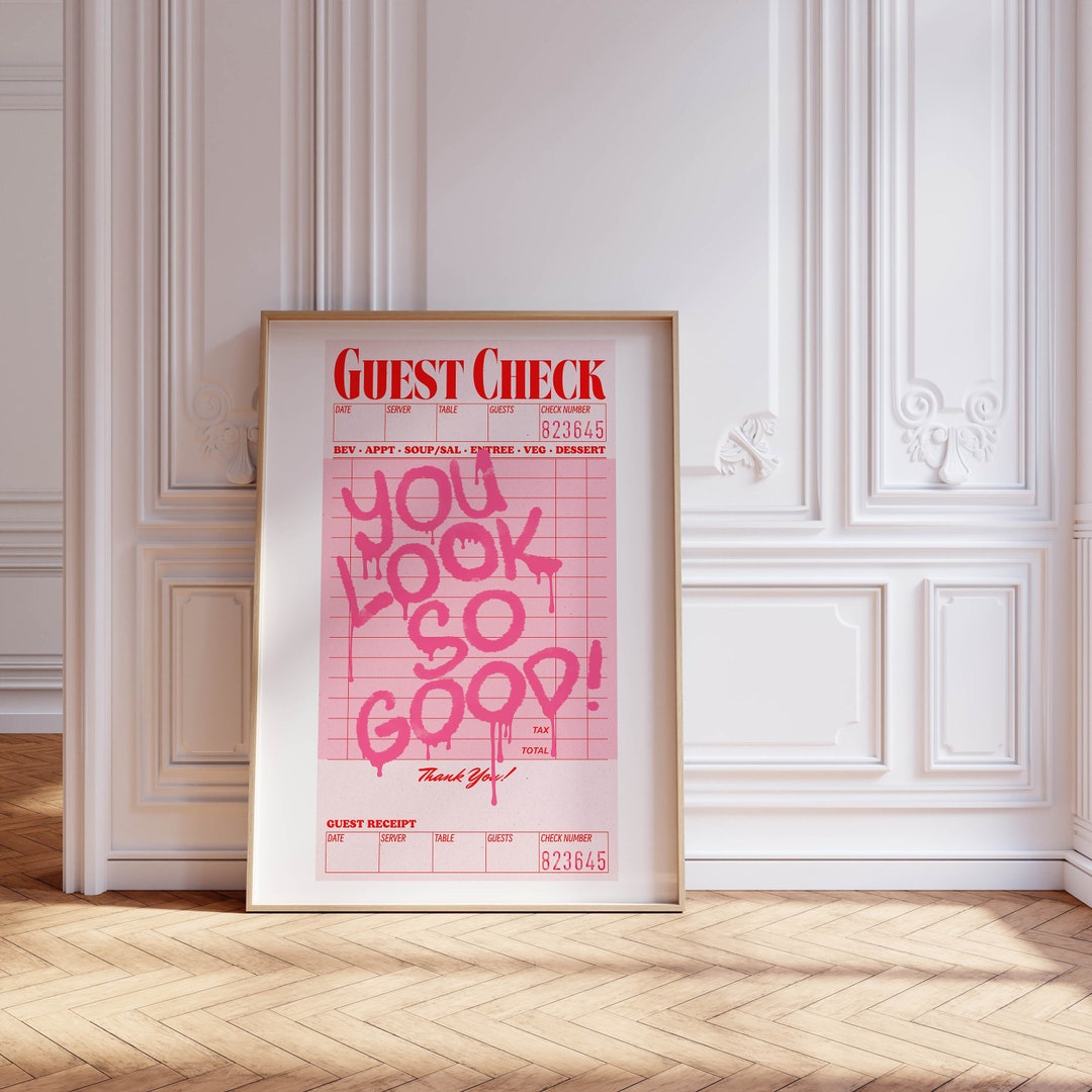 Guest Check Wall Art Trendy Bedroom Decor, Guest Check Print Bathroom ...