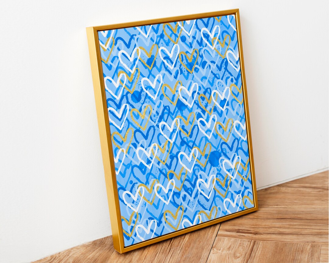 Blue Heart Preppy Wall Art Printable Preppy Room Decor for Teens Trendy ...