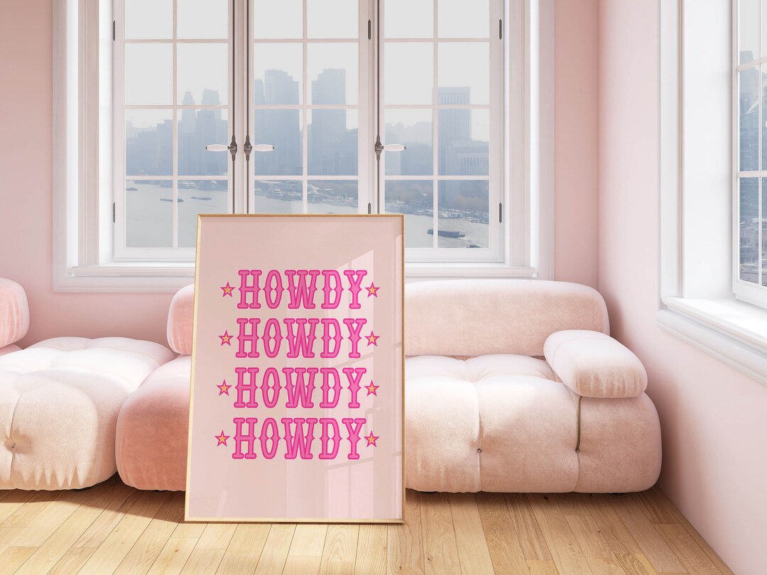 Howdy Cowgirl Poster Pink Wall Art Trendy Apartment Decor, Pink Cowgirl ...