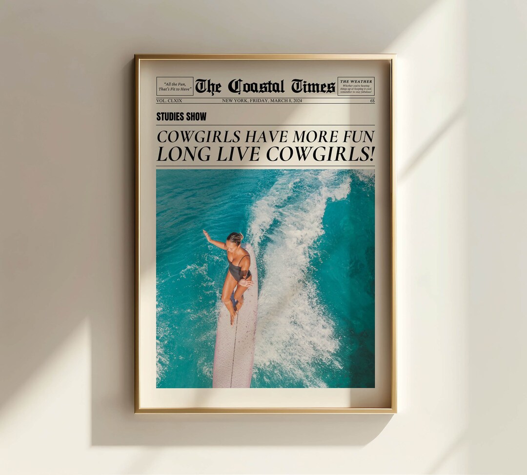 Coastal Cowgirl Dorm Poster Summer Decor, Western Art Coastal Wall ...