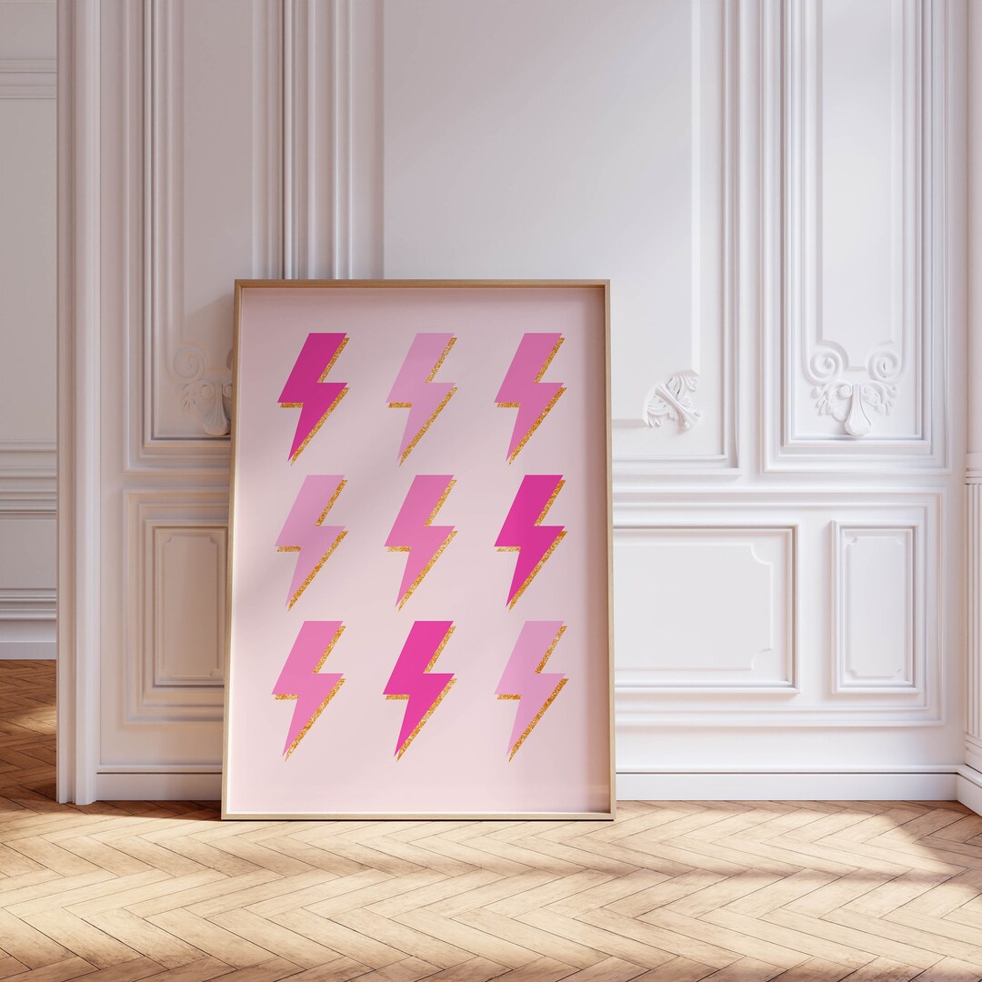 Lightning Bolts Preppy Wall Art Trendy Girls Room Decor, Trendy Wall ...
