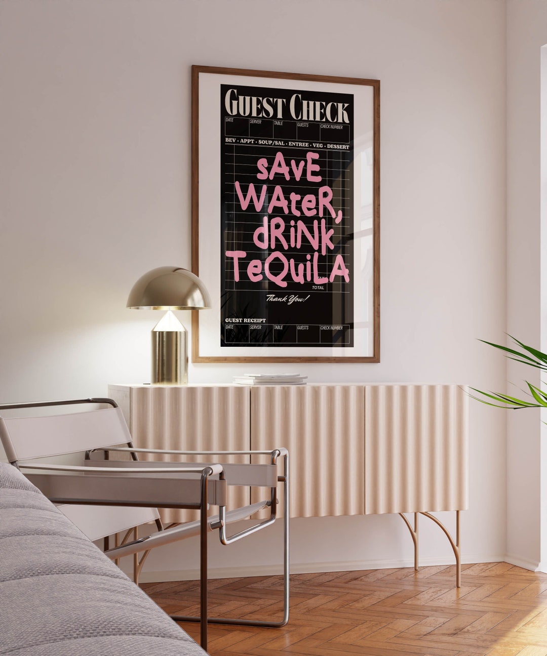 Guest Check Wall Art Prints Apartment Decor Bar Cart Art, Trendy Retro ...