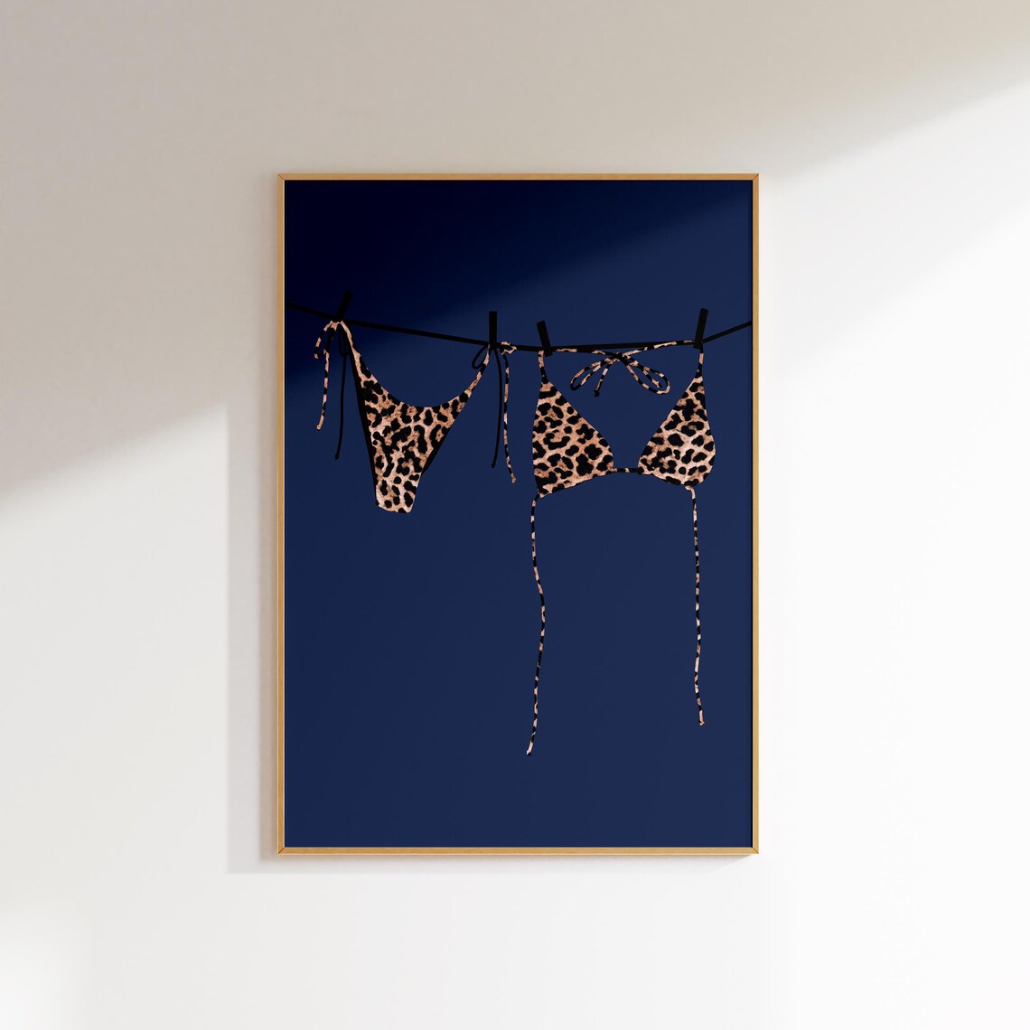 Navy Blue Wall Art Bikini Print Leopard Poster, Funky Wall Art ...
