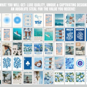 Beach Decor Gallery Wall Set of 150 Coastal Cowgirl Prints, Blue Wall ...
