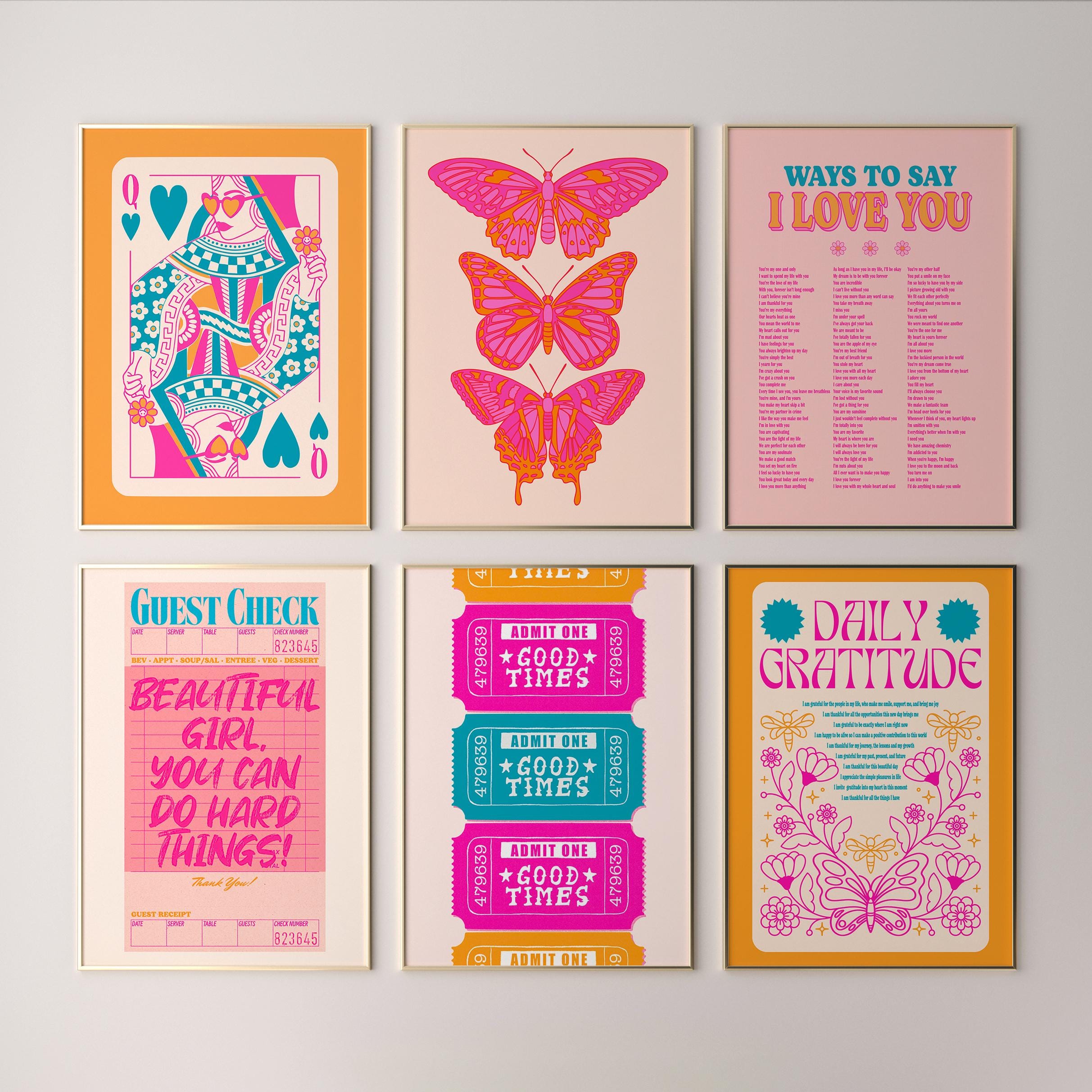 Daily Positive Affirmation Wall Art Teen Girls Room Decor, Retro Art ...