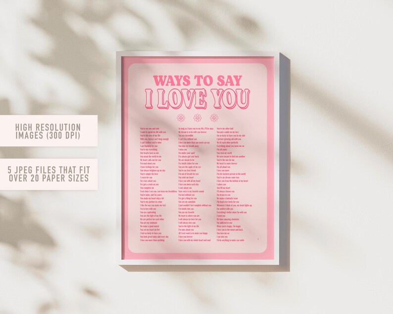 Ways to Say I Love You Girly Wall Art Y2k Room Decor Retro - Etsy