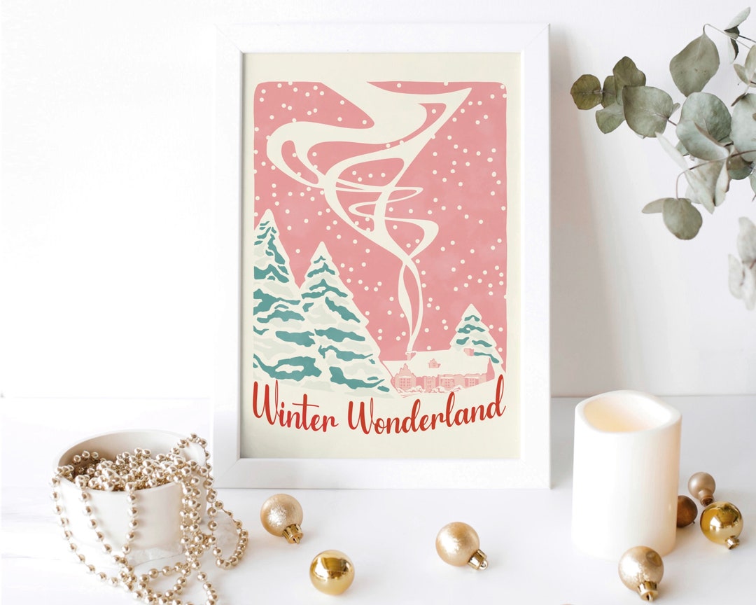 Winter Wonderland Seasonal Decor, Pink Christmas Decor Winter Wall Art ...