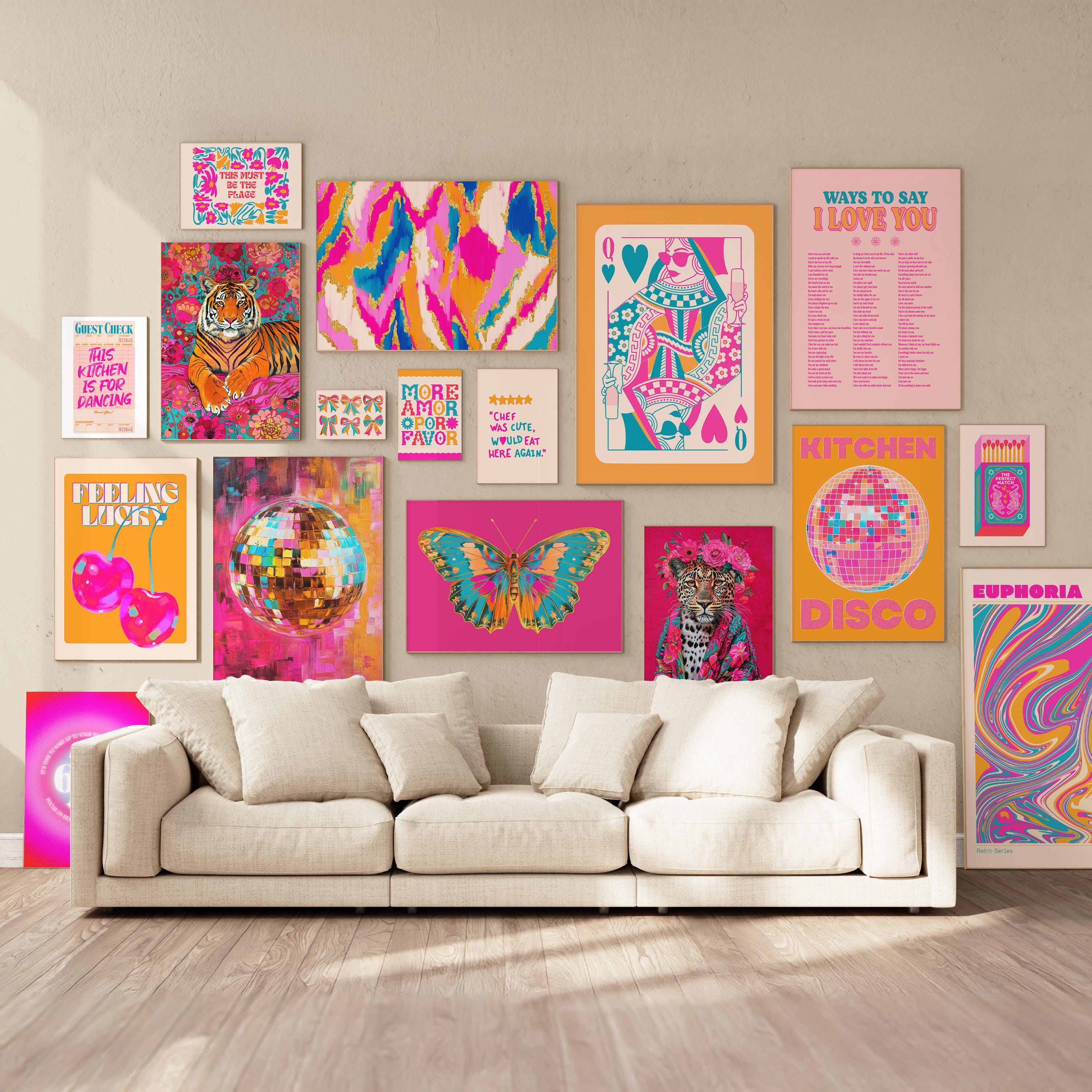 Funky Wall Art Prints Trendy Set of 17 Preppy Prints Maximalist Decor ...