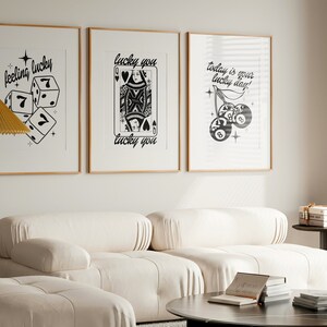 Lucky Girl Syndrome Black and White Art College Apartment Decor 3 Piece ...