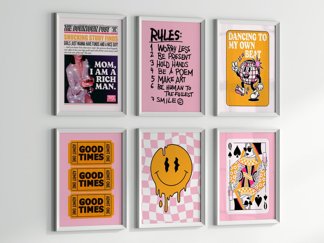 Positive Affirmation Art Retro Prints Funky Room Decor, Newspaper Wall ...