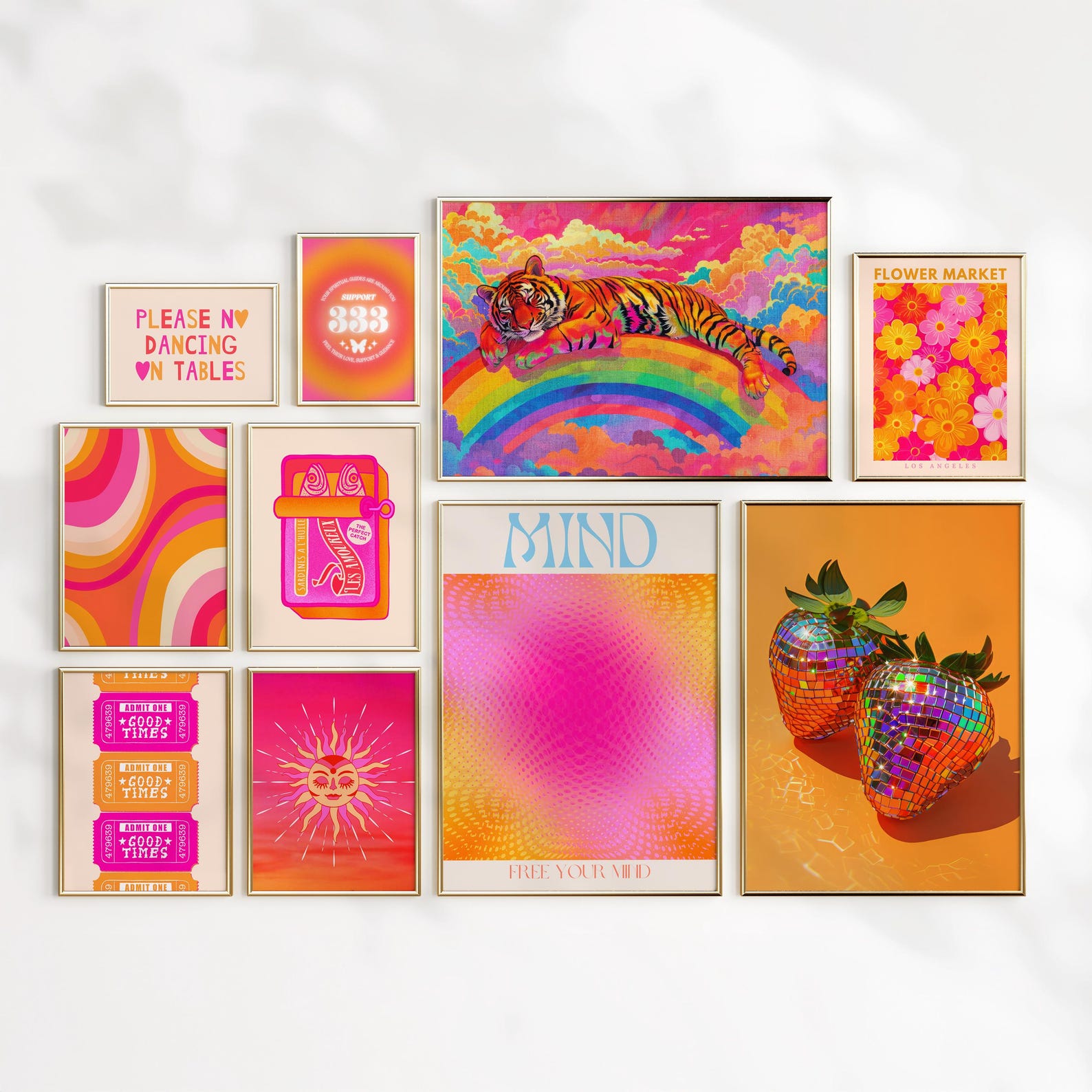 Funky Wall Art Prints Trendy Set of 17 Preppy Prints Dopamine Decor ...