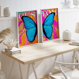 Custom Split Butterfly Preppy Wall Art Cute Apartment Decor, Maximalist ...