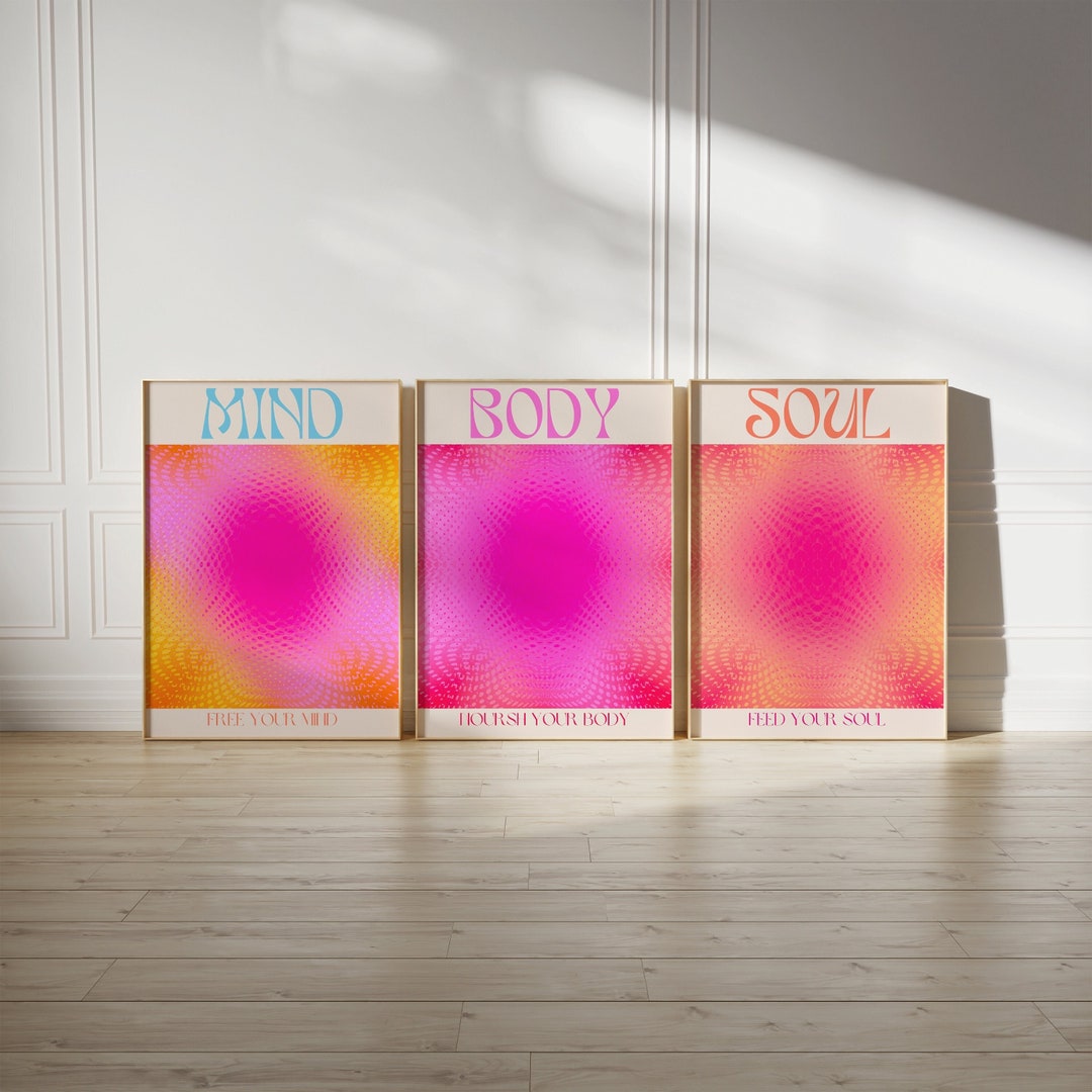 Mind Body Soul Aura Poster Gallery Wall Art Set of 3 Piece Wall Art ...