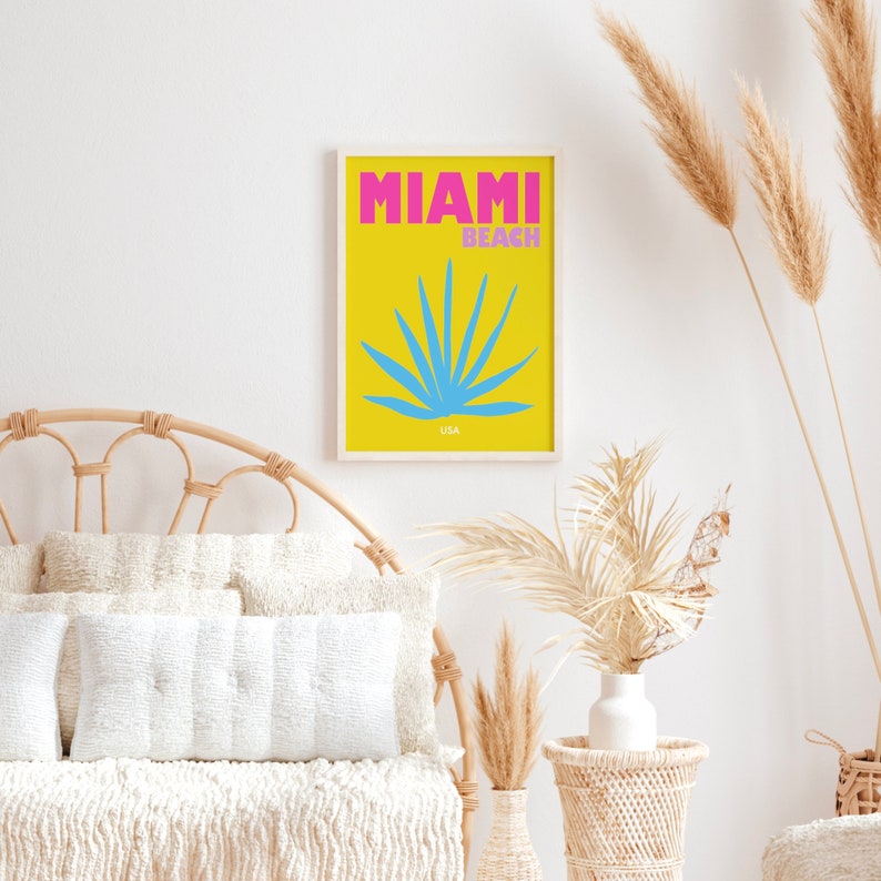 Miami Travel Poster Preppy Room Decor Preppy Wall Art - Etsy