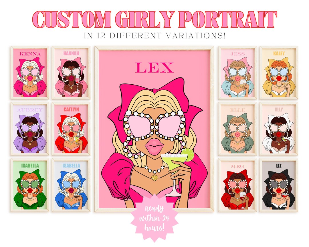 Custom Girly Portrait 2 Coquette Room Decor for Teens - Etsy