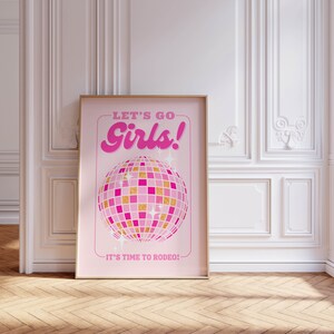 Disco Ball Decor Pink Cowgirl Art Sassy Poster Western Bedroom Decor ...