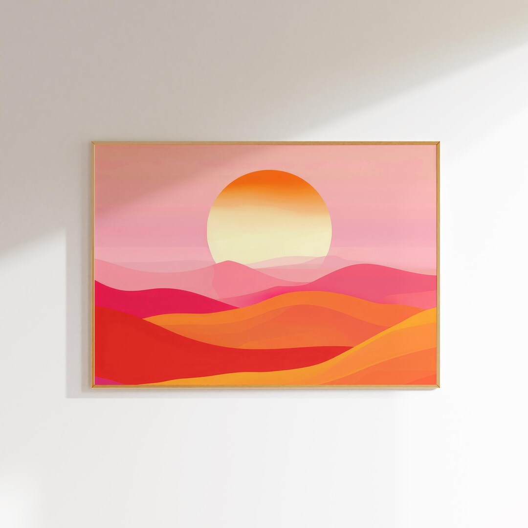 Sun Wall Art Abstract Landscape Print Cute Wall Decor Over the Bed ...