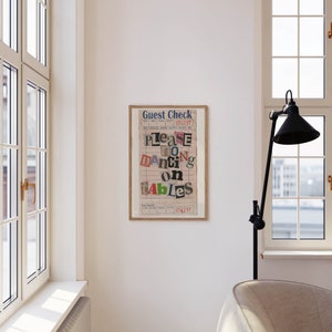 Retro Aesthetic Guest Check Wall Art Funky Home Decor, Funny Walll Art ...