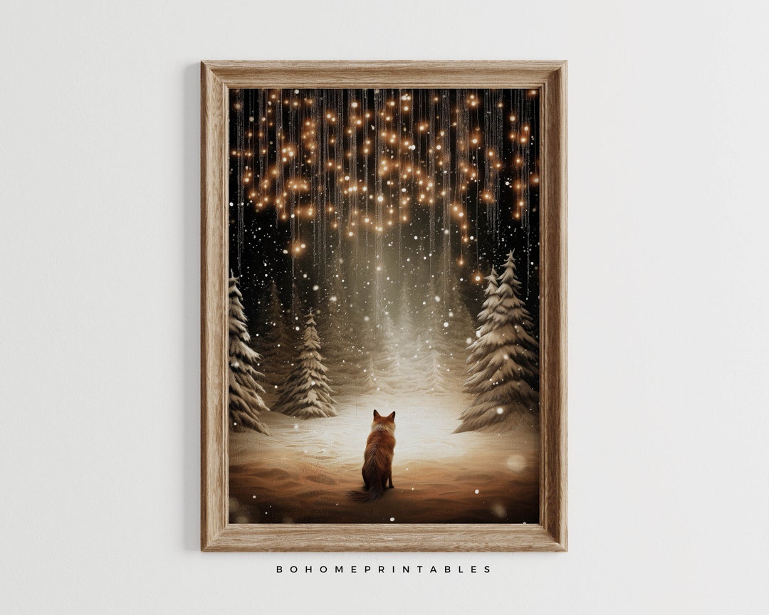 Rustic Christmas Wall Art Holiday Decor, Vintage Christmas Painting ...