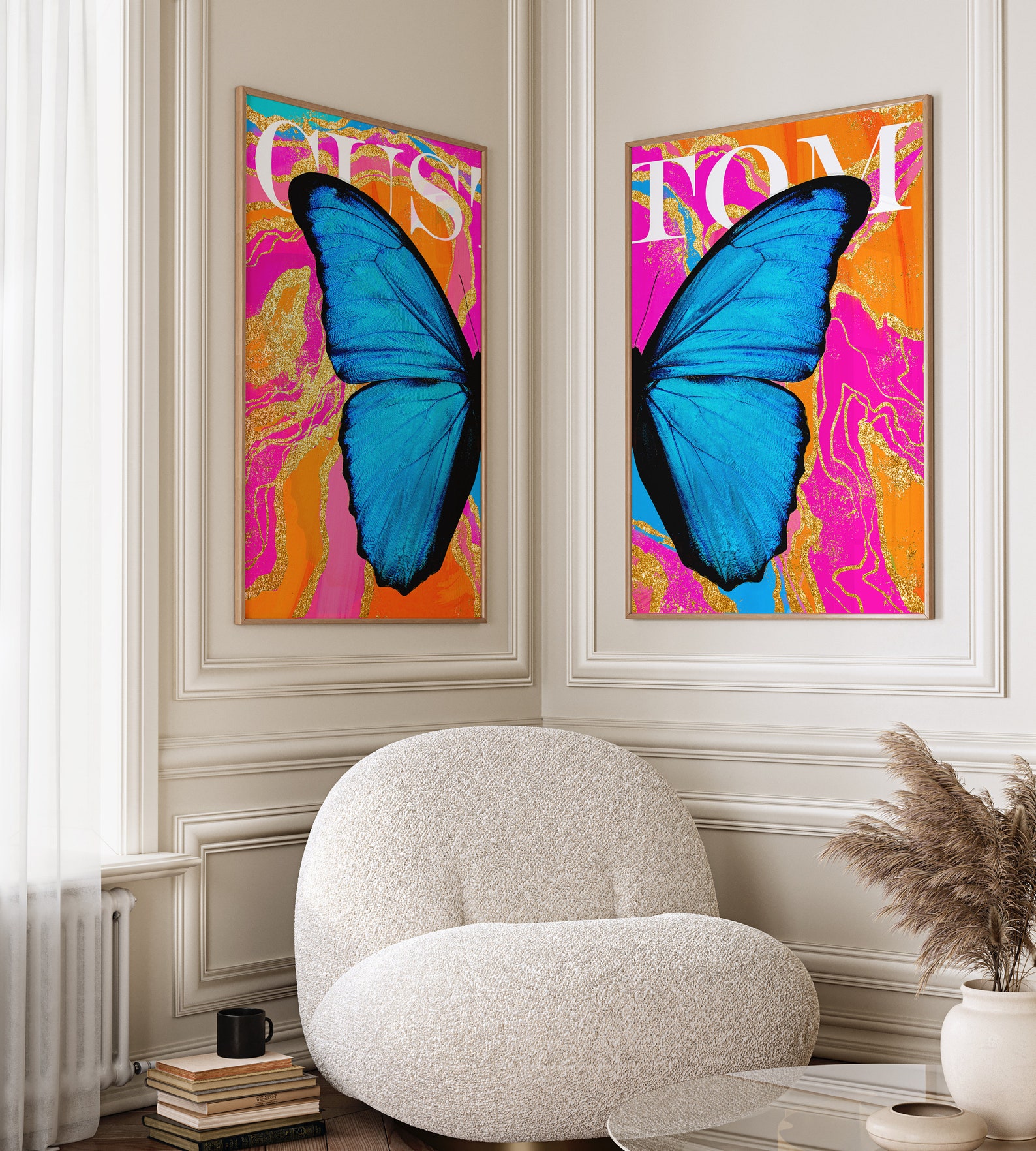 Custom Split Butterfly Preppy Wall Art Cute Apartment Decor, Maximalist ...