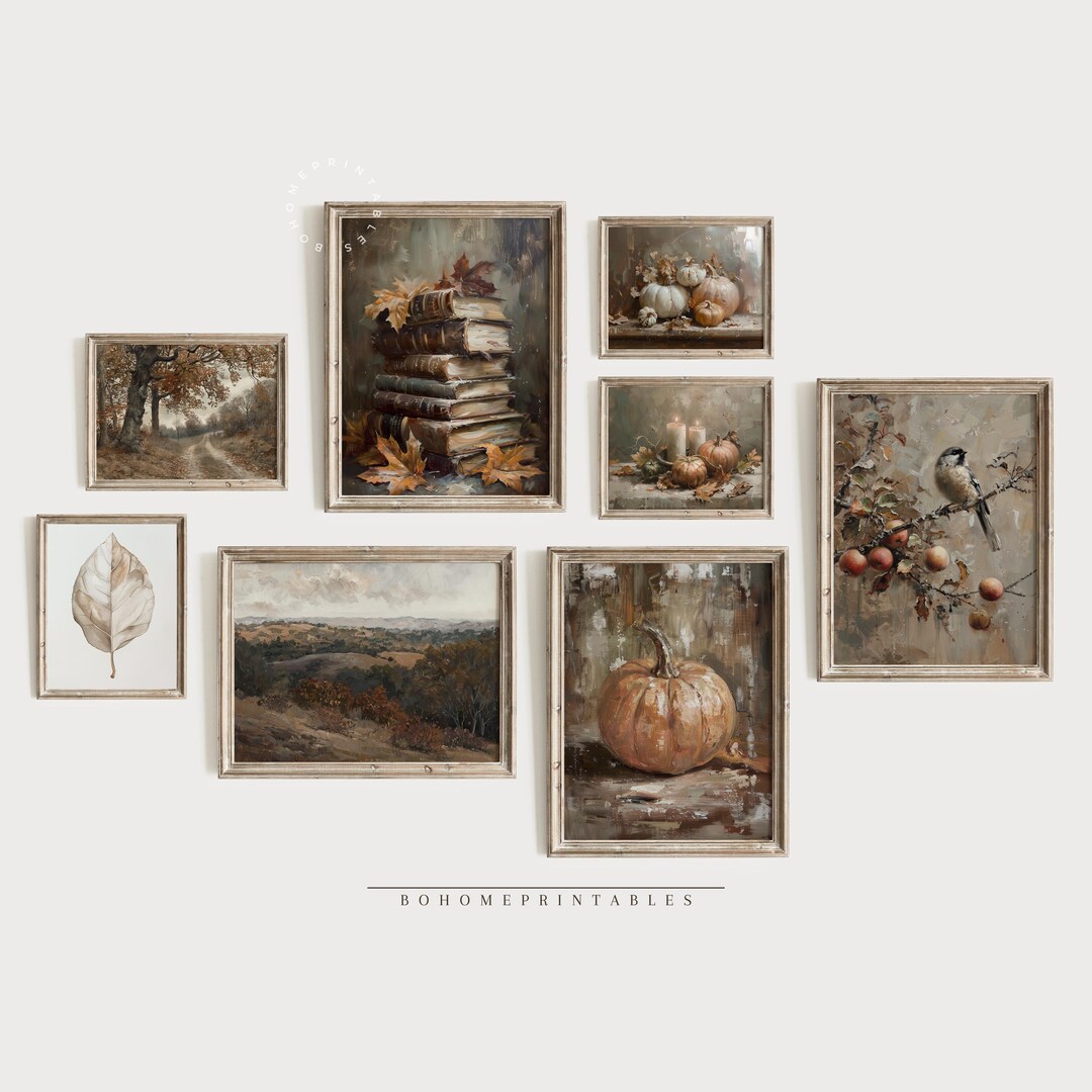 Rustic Fall Decor Gallery Wall Art Set of 8 Autumn Prints, Cozy Room ...