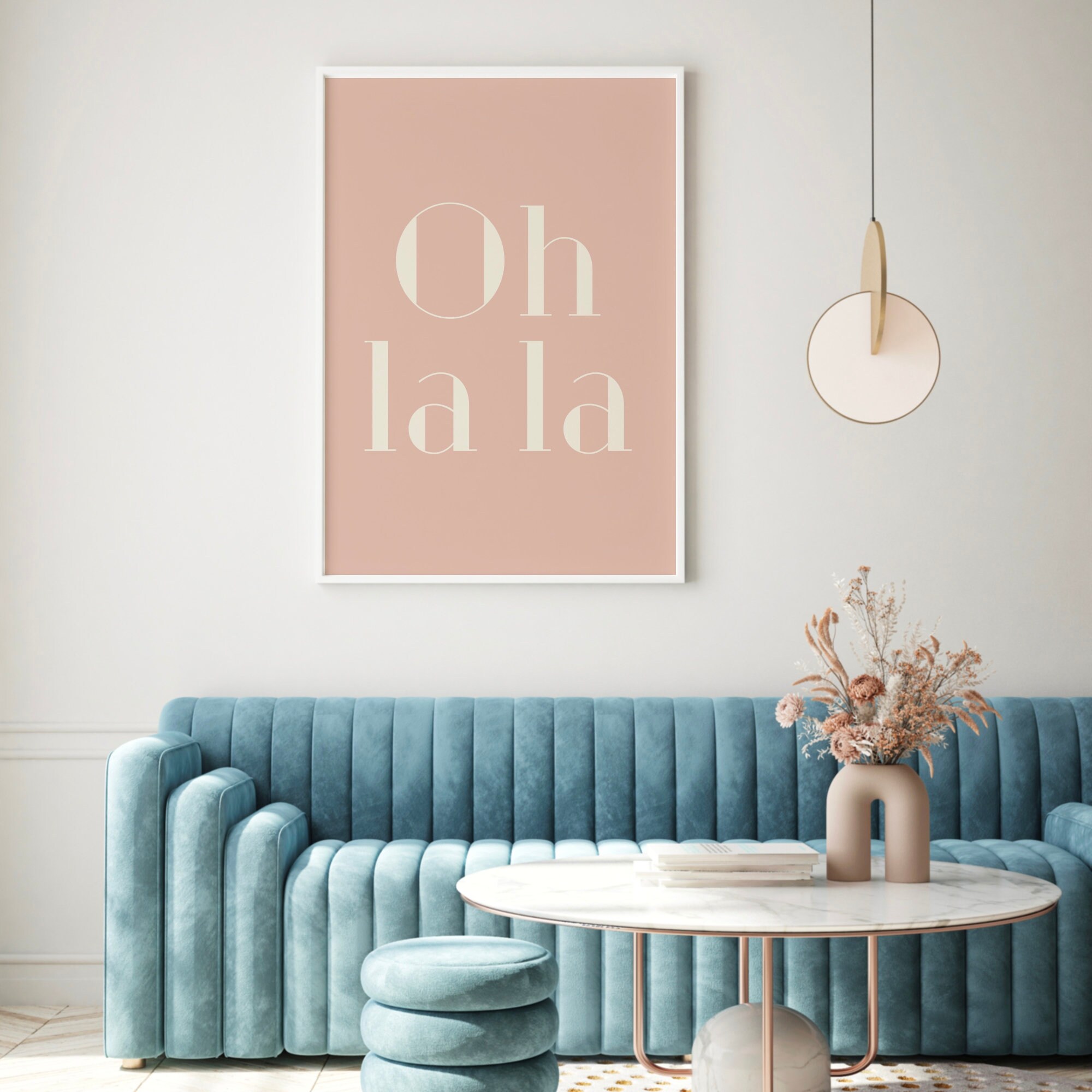 Oh La La Boho Typography Printable Poster Blush Pink Beige | Etsy