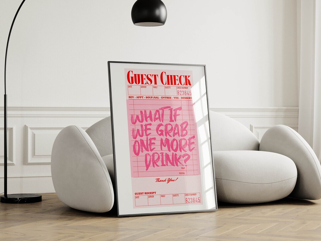 Guest Check Wall Art Trendy Bedroom Decor, Guest Check Print Apartment ...