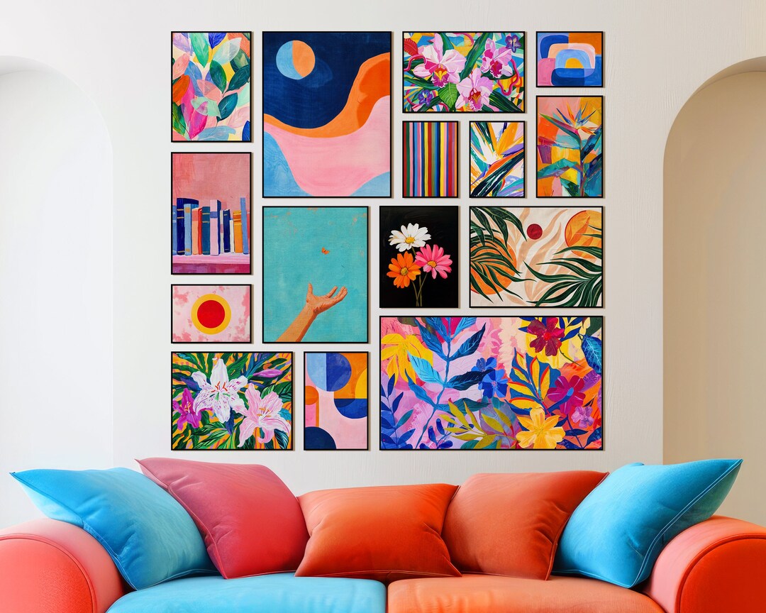 Maximalist Wall Art Gallery Wall Set of 15 Prints Dopamine Decor ...