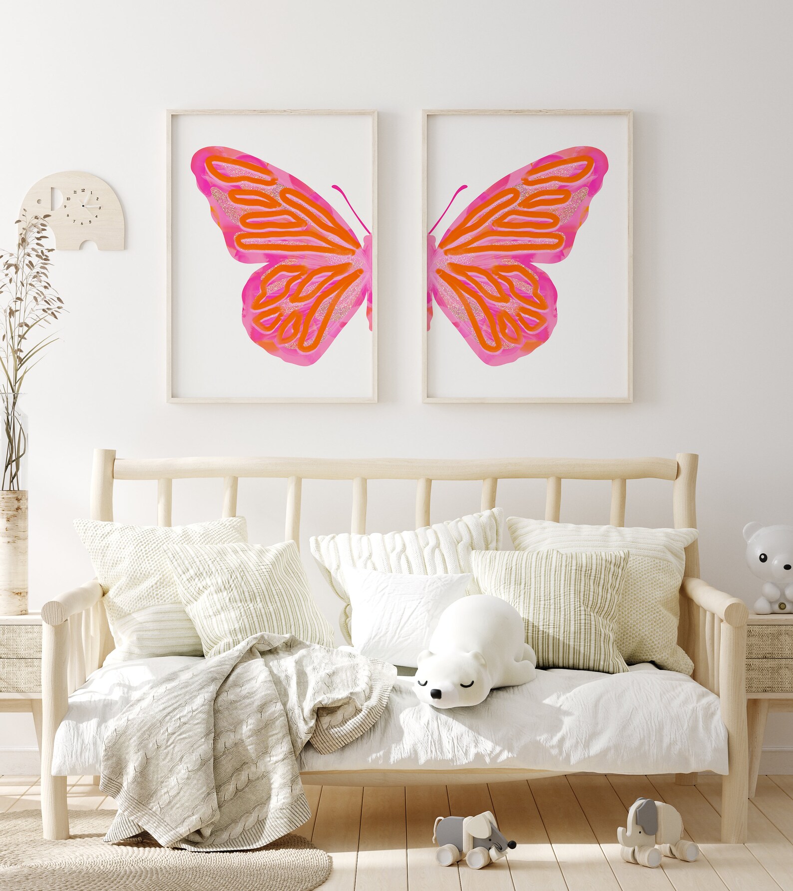 Pink Orange Split Butterfly Wall Art Set Preppy Y2k Room Decor for ...