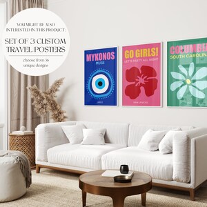 Preppy Travel Poster Gallery Wall Art Set of 6 Danish Pastel - Etsy