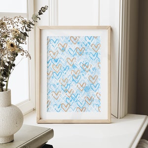 Blue Hearts Preppy Wall Art Printable, Preppy Room Decor for Teens ...