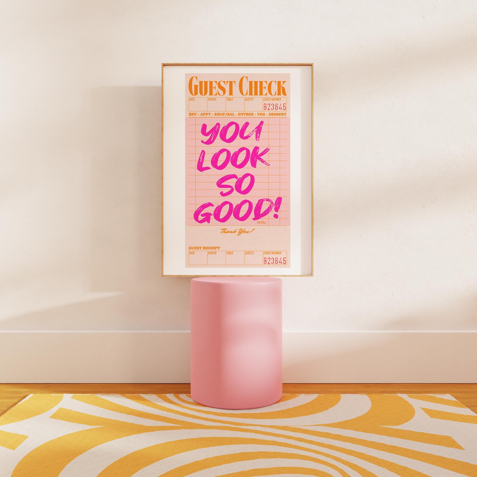 You Look so Good Guest Check Wall Art Preppy Dorm Decor, Aesthetic Room ...